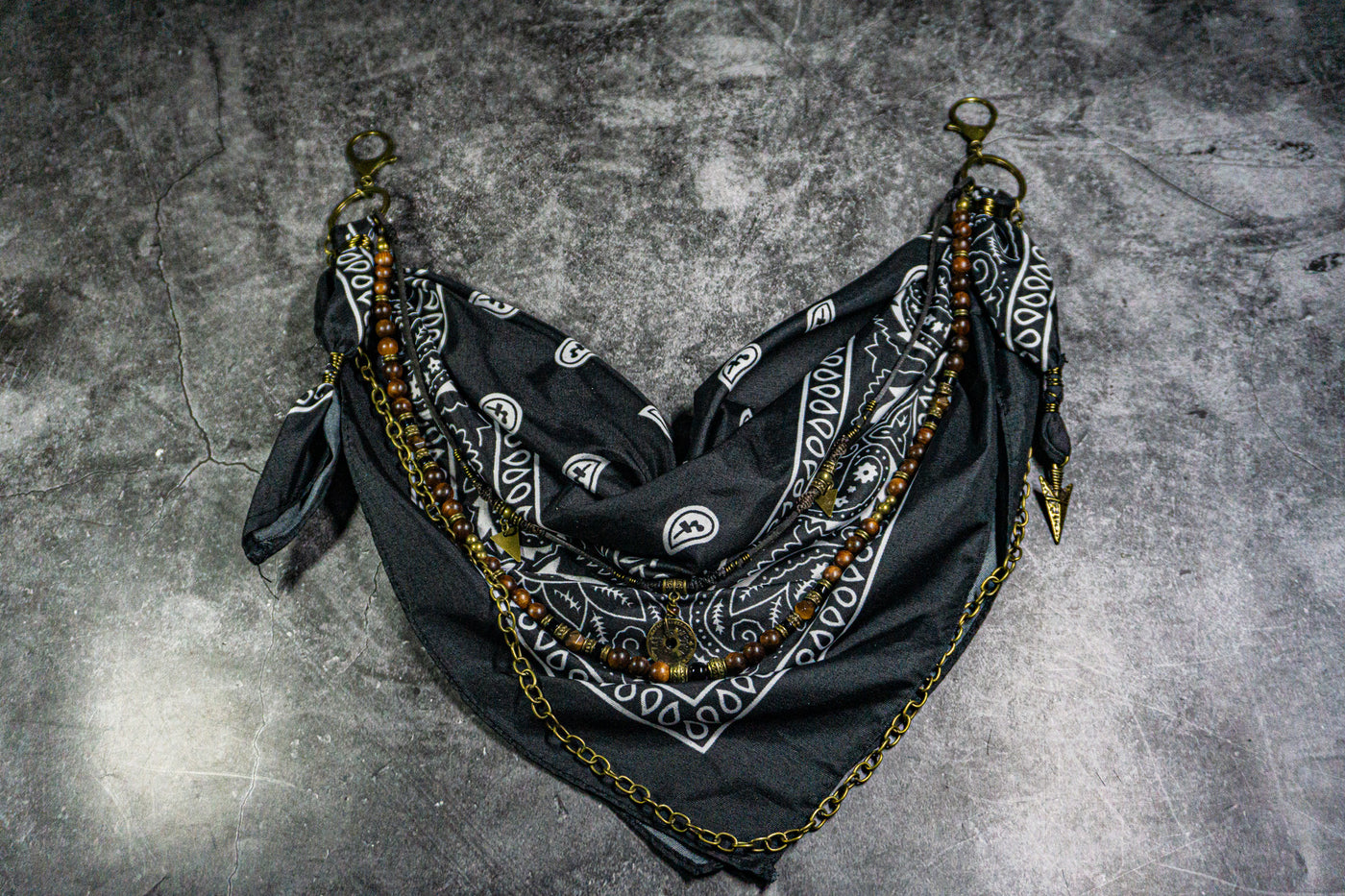 Bohemian Rockstar Black Bandana Layered Pants Chain