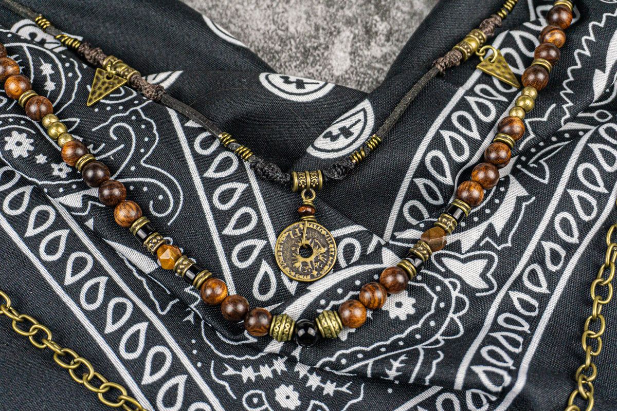 Bohemian Rockstar Black Bandana Layered Pants Chain